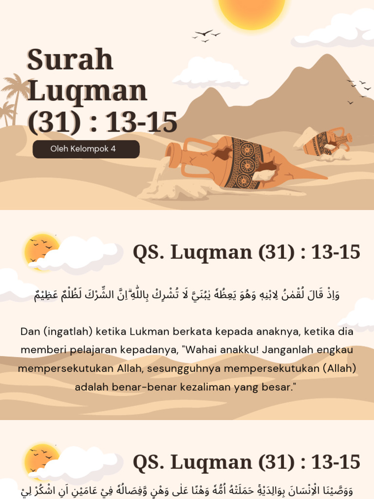 Surat Luqman (31) 13-15, Kelompok 4 Kelas XI F4 PDF | PDF