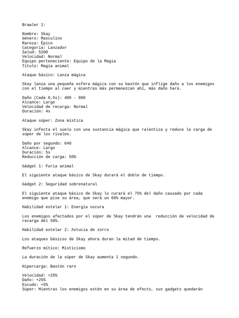 Brawlers de Brawl Stars: Habilidades y Estrategias | PDF | Estrellas ...