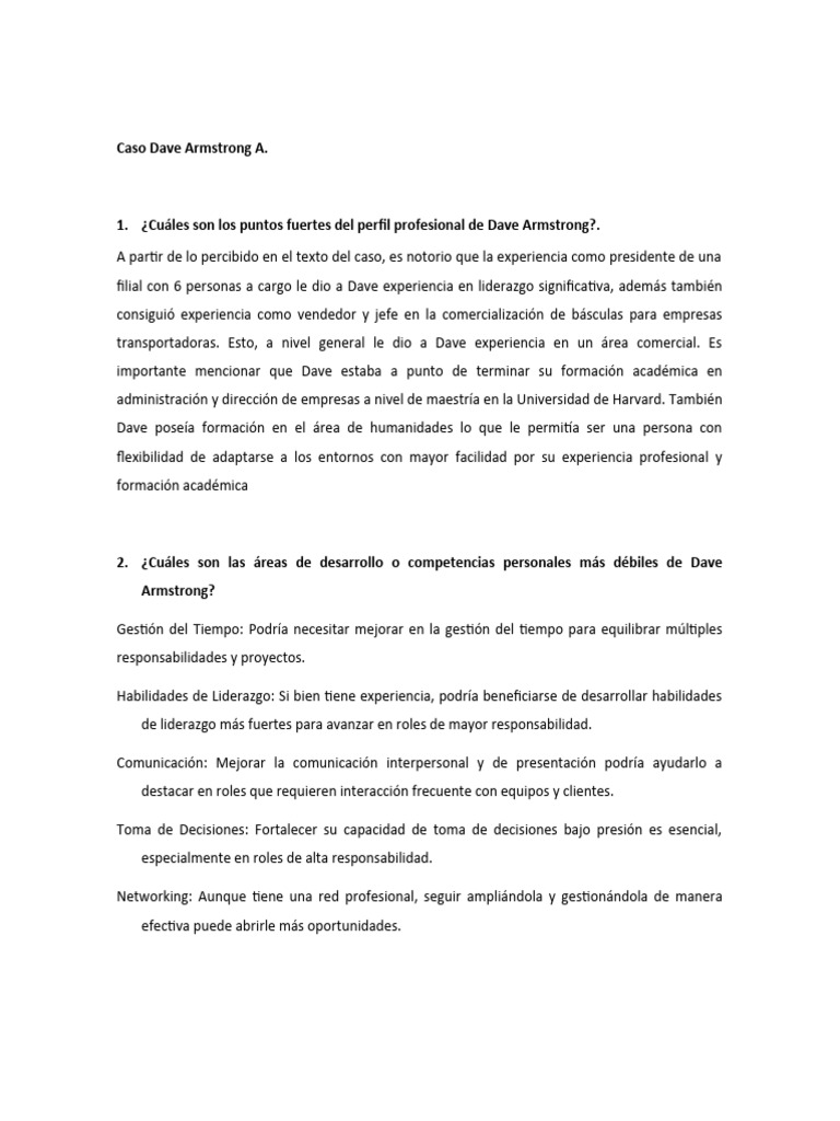 Caso Dave Armstrong | PDF | Empleo | Plan de estudios