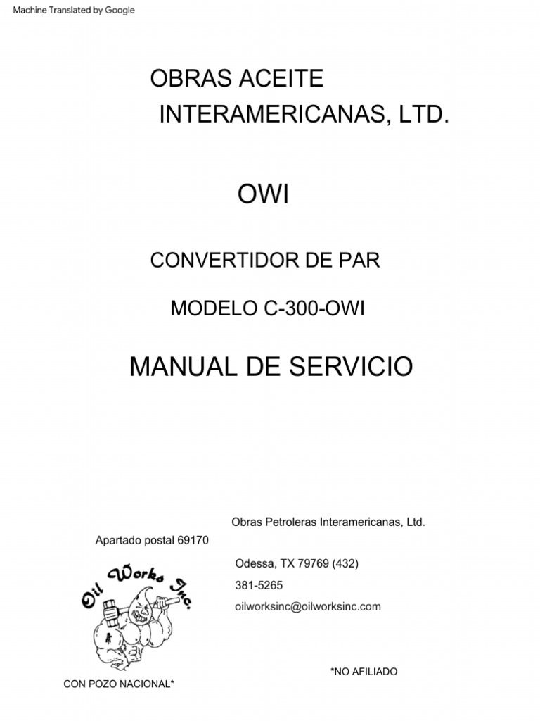 Torque Converter C 300 OWI Service Manual Traducido A Español | PDF | Filtración | Embrague