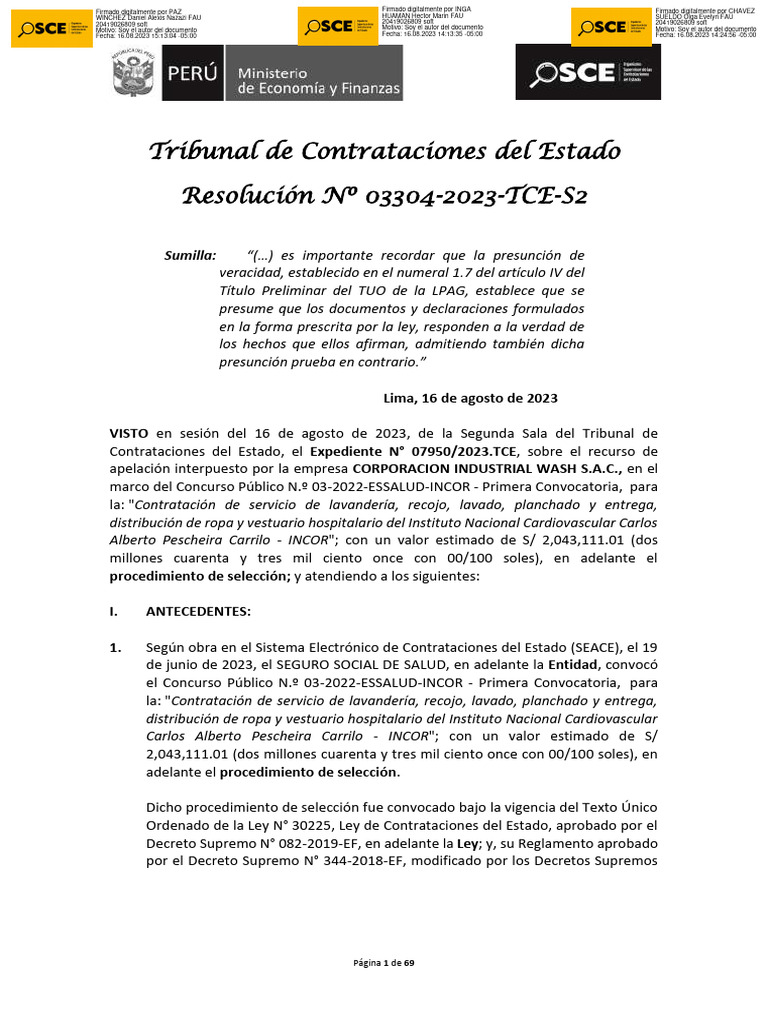 Resolución #3304-2023-TCE-S2 | PDF | Hospital | Estado (política)