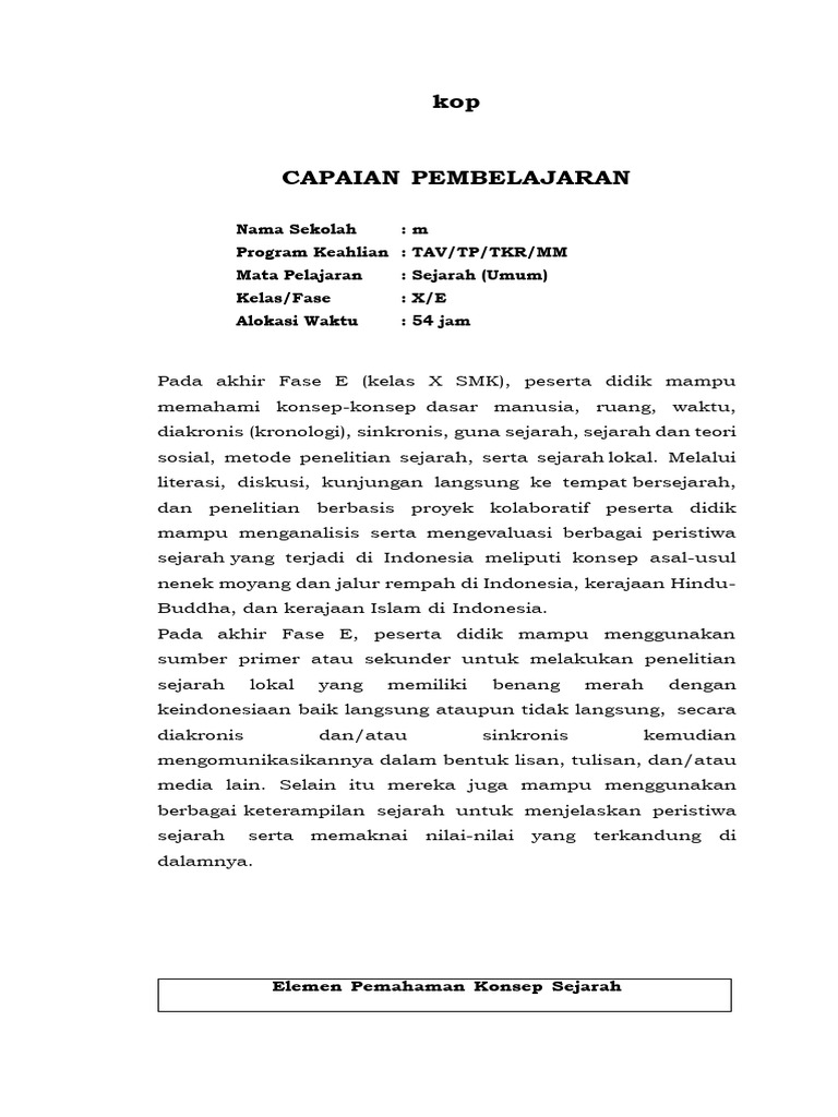 Contoh CP Mapel Sejarah | PDF