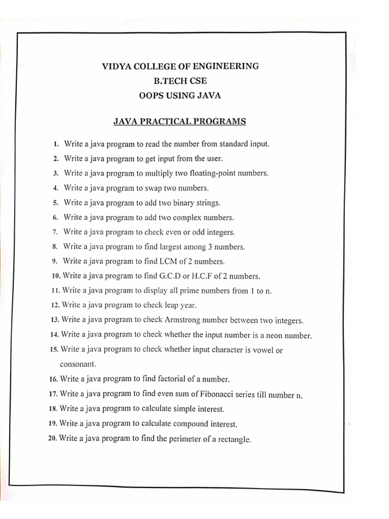 Oops Using Java Practicals | PDF