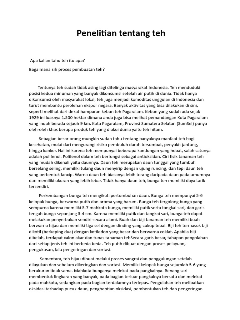 Penelitian Tentang Teh | PDF