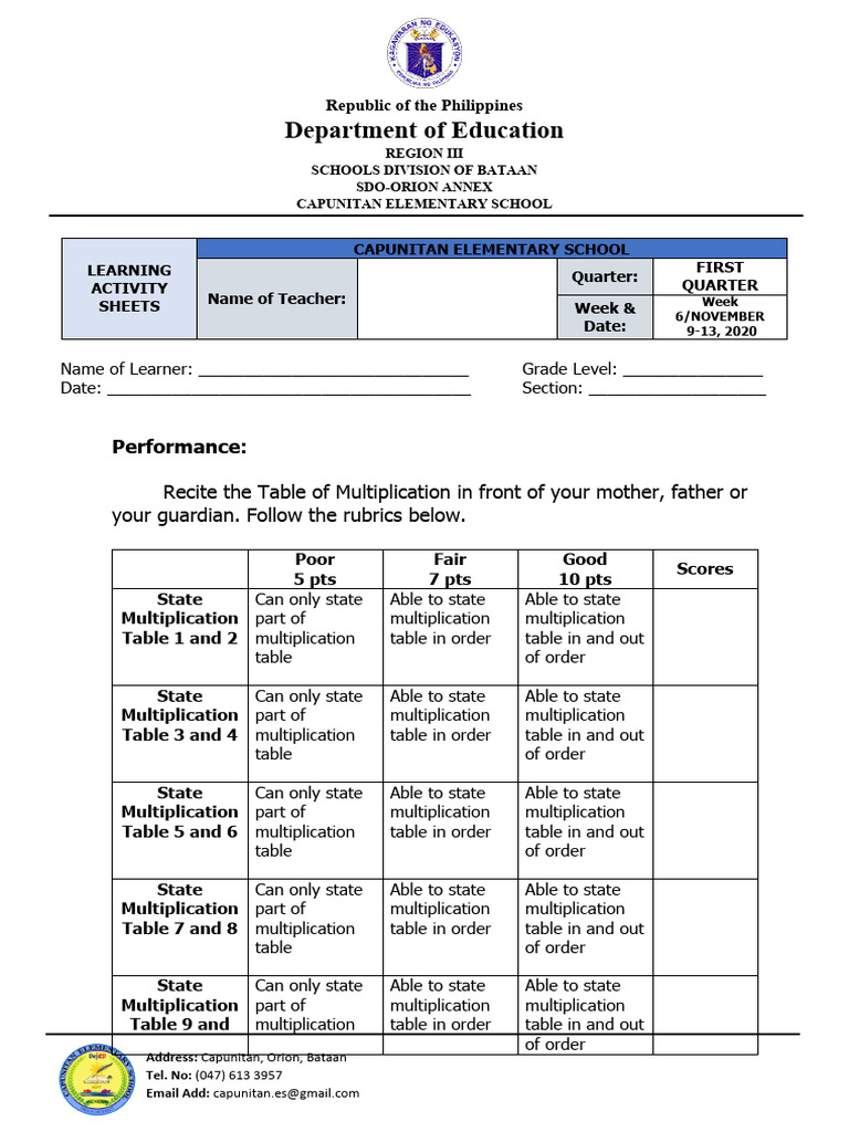 MED-Mathematics Week 6 Performance | PDF