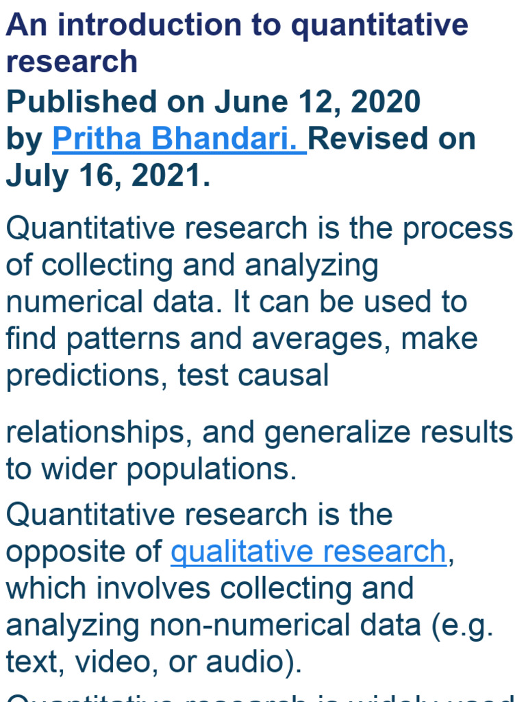 An Introduction To Quantitative Research | PDF | Survey Methodology ...