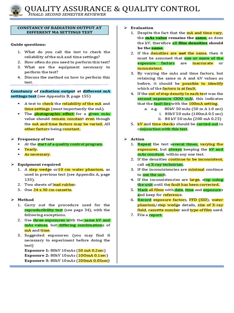 QAQC Finals 1 | PDF | Radiography | Exposure (Photography)