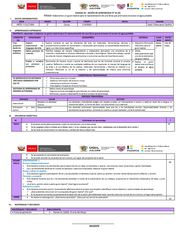 U4 - Sesion 1 (Ii) - 2do | PDF | Aprendizaje | Evaluación