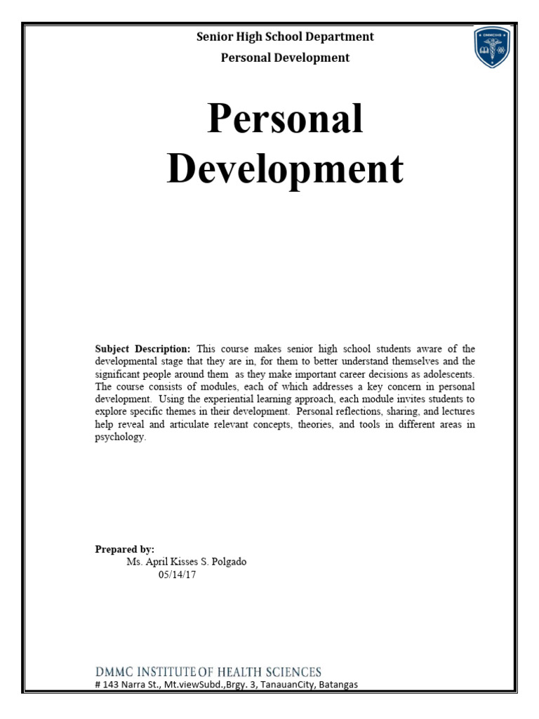 Personal Development Manual Docs | PDF | Adolescence | Emotions