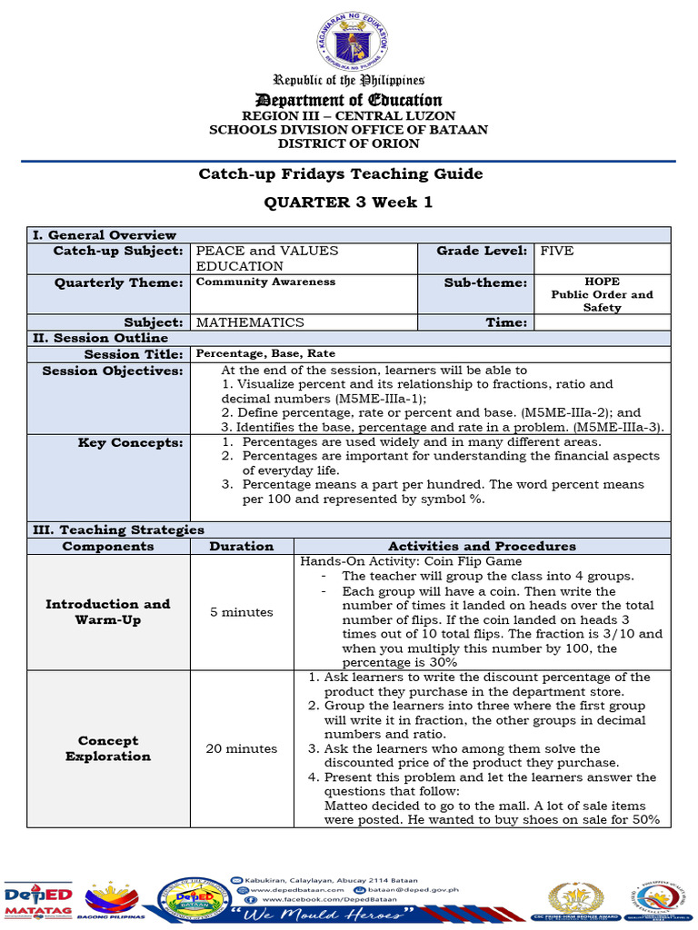 Catch-up-Friday-Teaching-Guide-Mathematics V - Week 1 | PDF ...