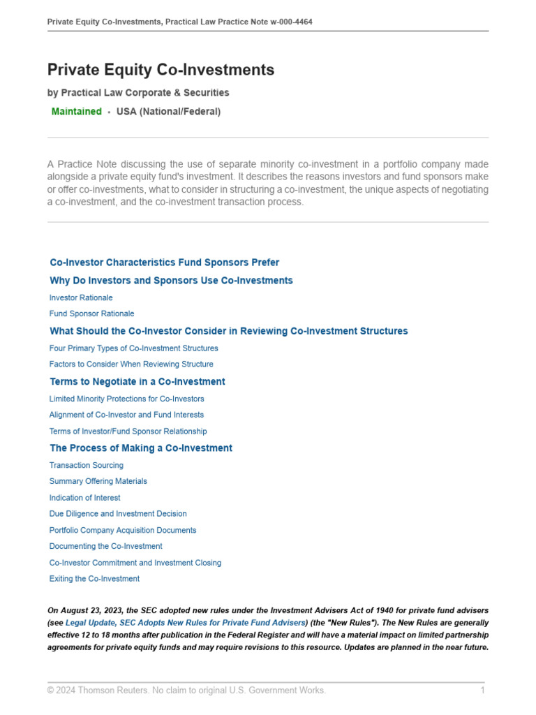 Private Equity Co-Investments | PDF | Private Equity | Investing