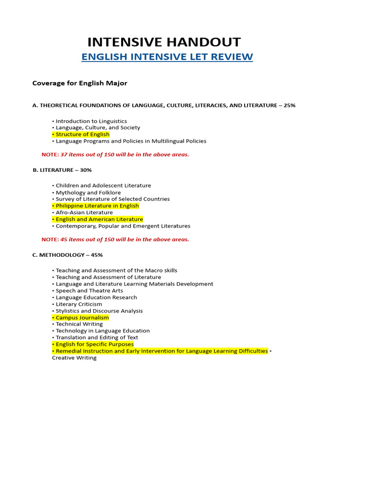 Intensive Handout | PDF | Verb | Word