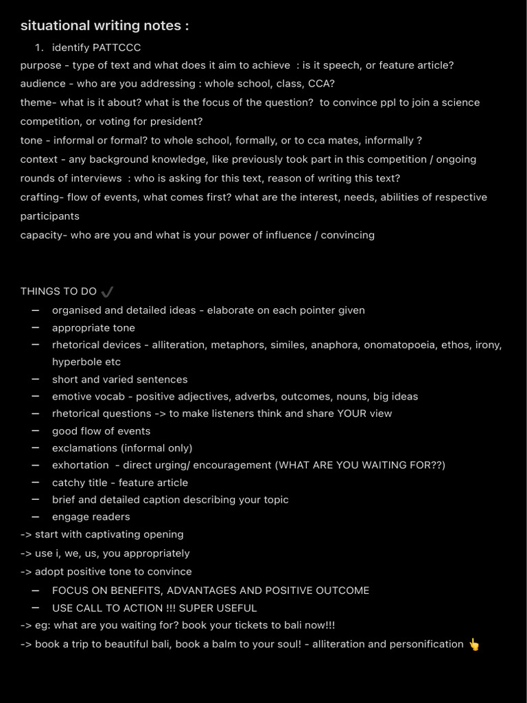 Situational Writing Notes | PDF | Human Communication | Linguistics Situational Writing Notes | PDF | Human Communication | Linguistics