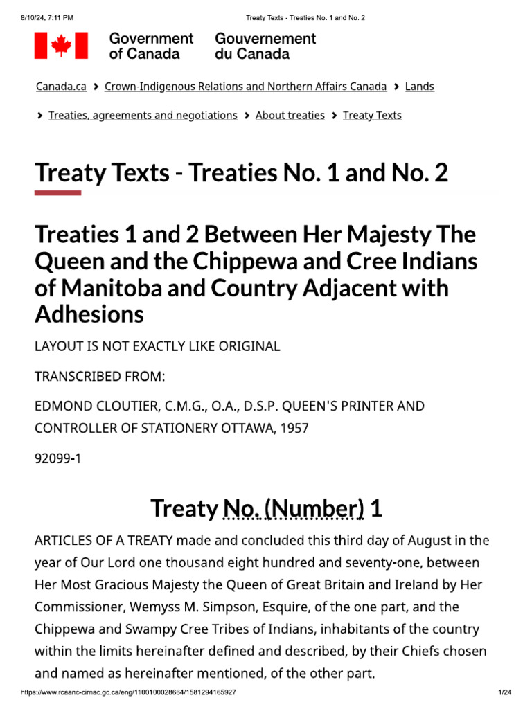 Treaty No1 and No2 | PDF
