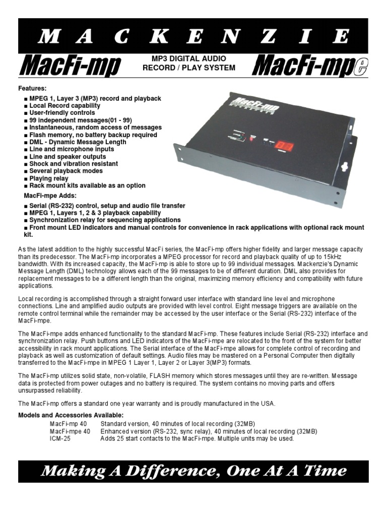 Mackenzie MacFi-Mp Message Repeater | PDF | Mp3 | Input/Output