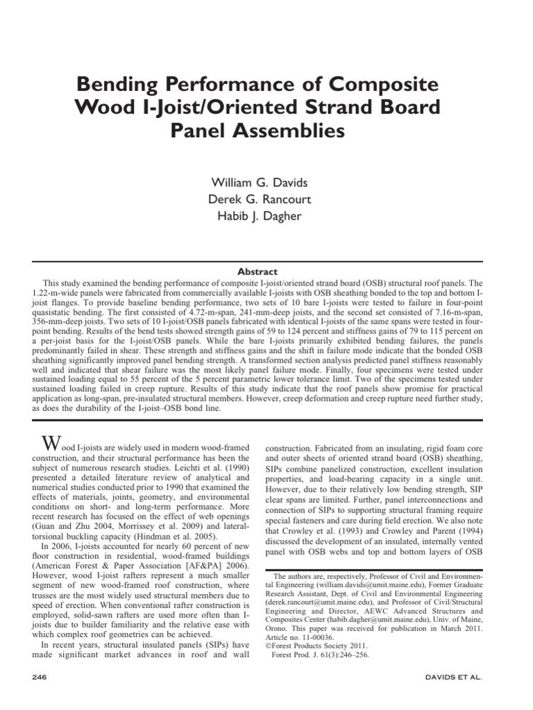 Bending Performance of Composite Wood I-Joist Oriented Strand Board ...