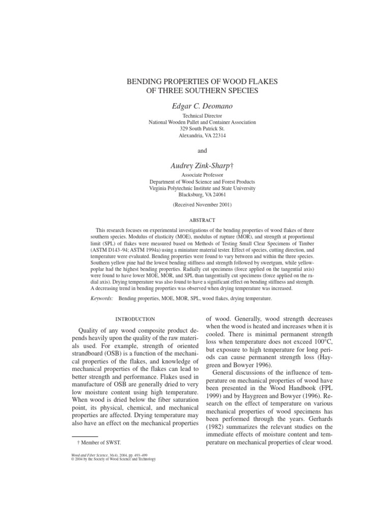 Bending Properties of Wood Flakes of Three Southern Species | PDF ...