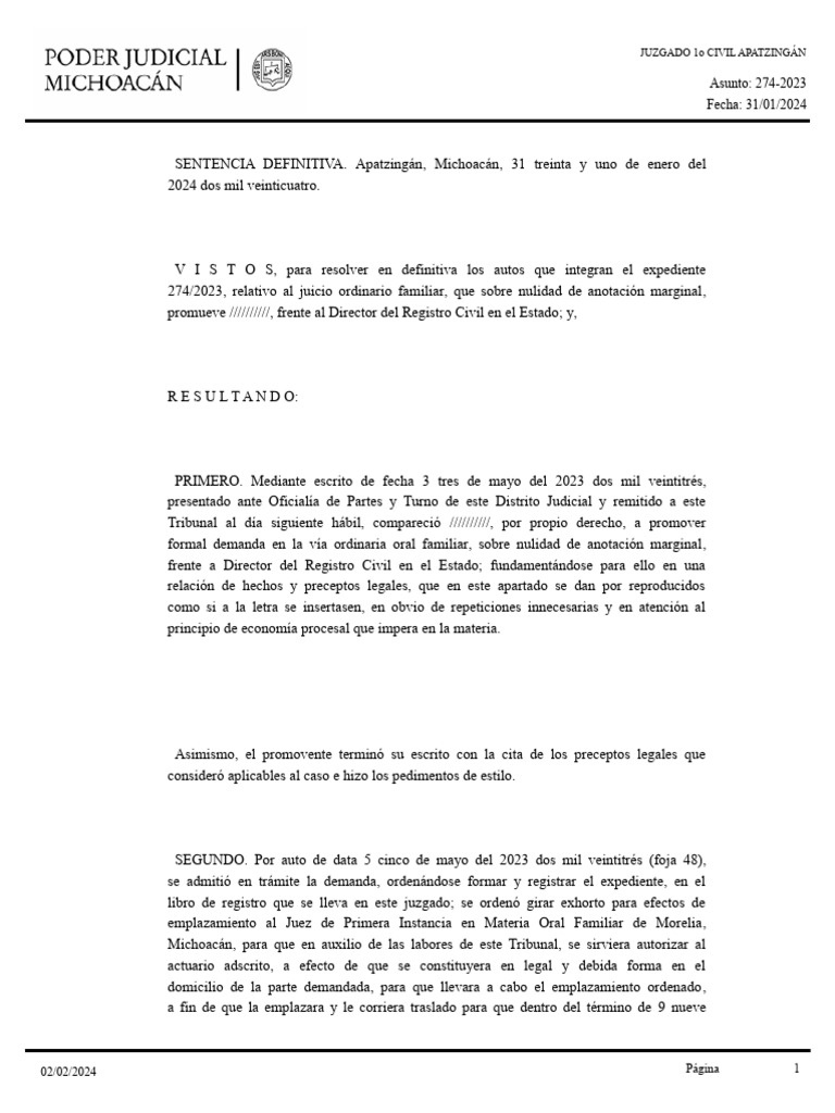 Nulidad de Anotacion Marginal | PDF | Ley procesal | Sentencia (ley) Nulidad de Anotacion Marginal | PDF | Ley procesal | Sentencia (ley)