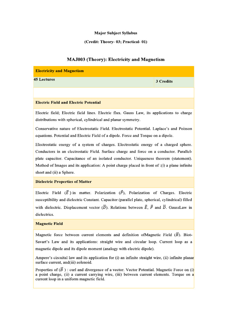 Phy-Syllabus Sem-3 Maj 3,4,5 | PDF