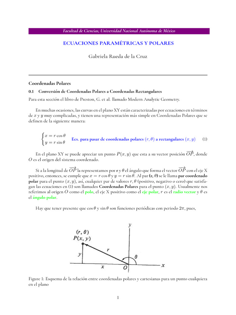 Ecuaciones Param Tricas y Polares | PDF | Sistema coordinado | Análisis matemático