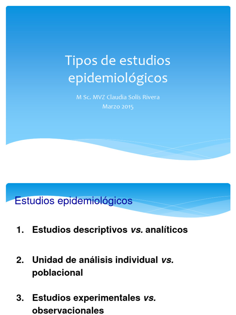 Tipos de Estudios Epidemiológicos | PDF | Estudio de cohorte | Experimentar
