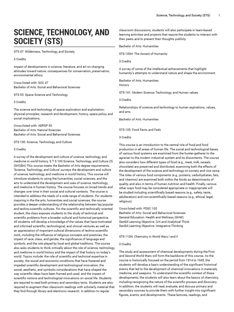 Science, Technology, and Society (STS) | PDF | Science | Social Sciences