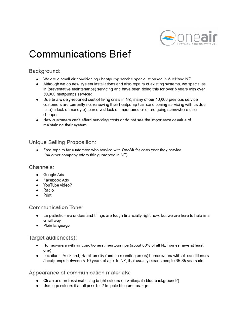 Communications Brief - Google Ad - Protect | PDF | Cost Of Living