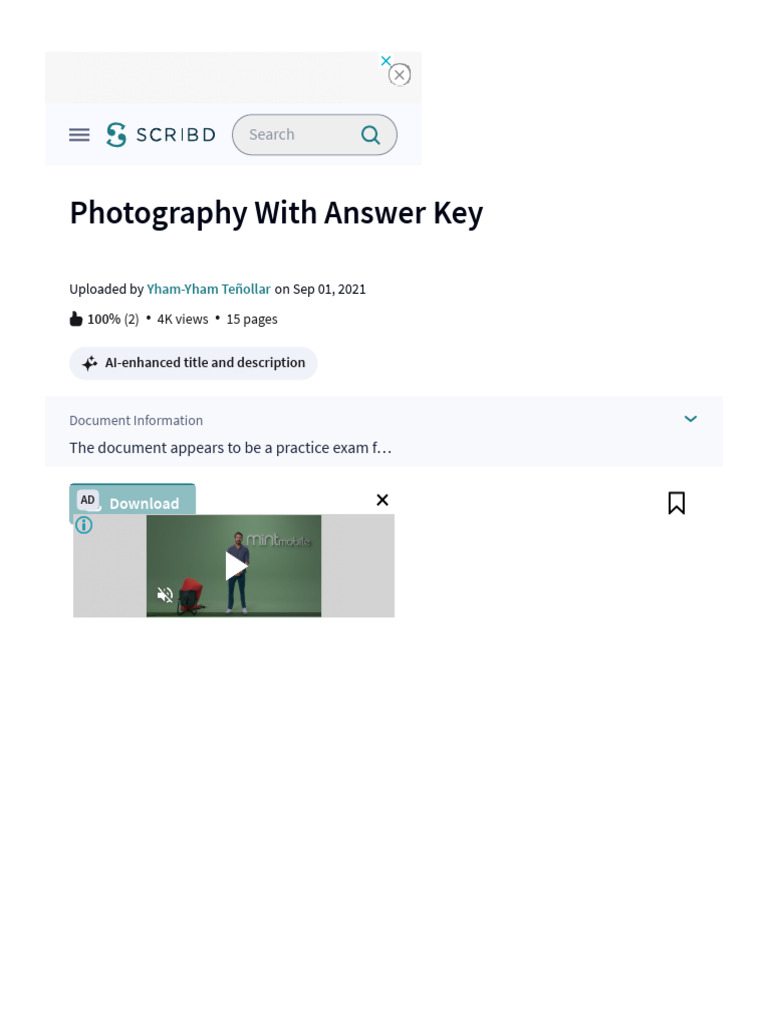 Photography With Answer Key - PDF - Camera Lens - Camera | PDF | Scribd ...