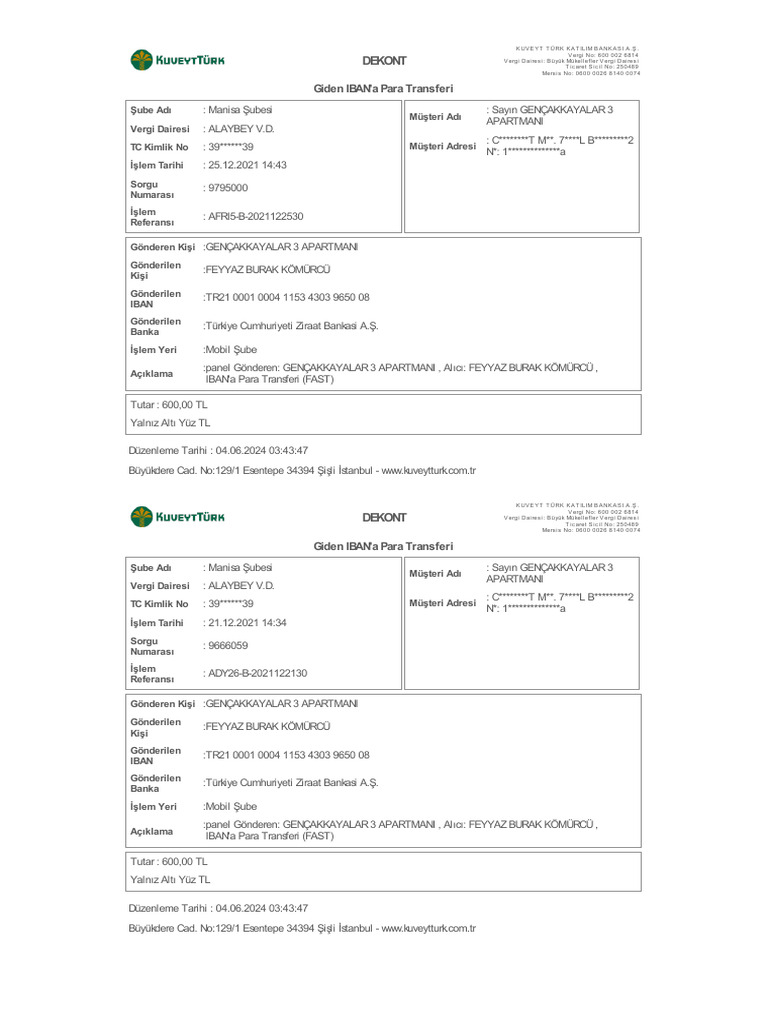 Kuveyttürkkatilimbankasi Dekont | PDF