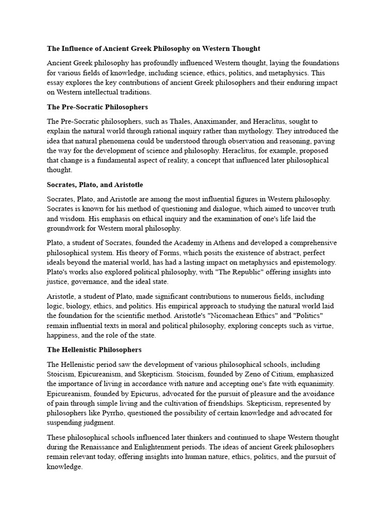 The Influence of Ancient Greek Philosophy On Western Thought | PDF ...