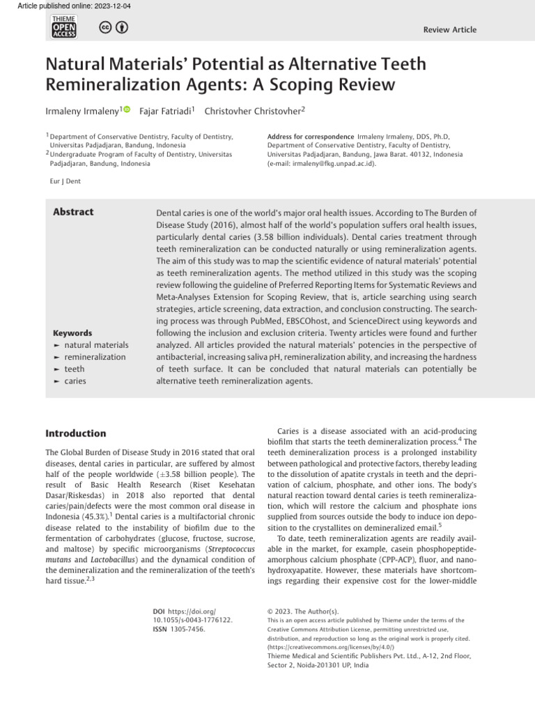 Natural Materials Potential As Alternative Teeth | PDF | Tooth Enamel ...