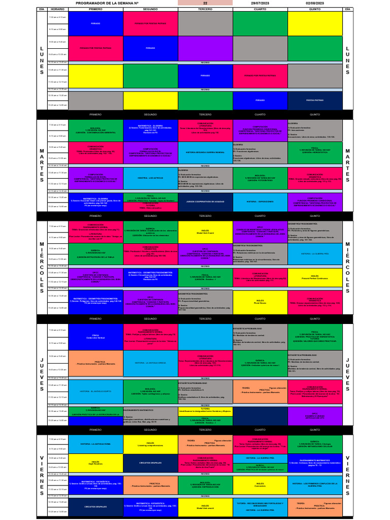 PROGRAMADOR SEMANAL DEL 30 DE JULIO AL 2 DE AGOSTO 2024 SECUNDARIA ...