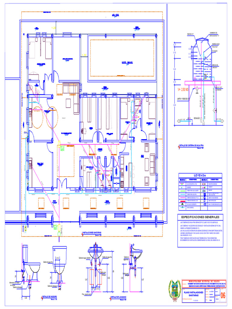 06 Plano instalaciones sanitarias A1 | PDF