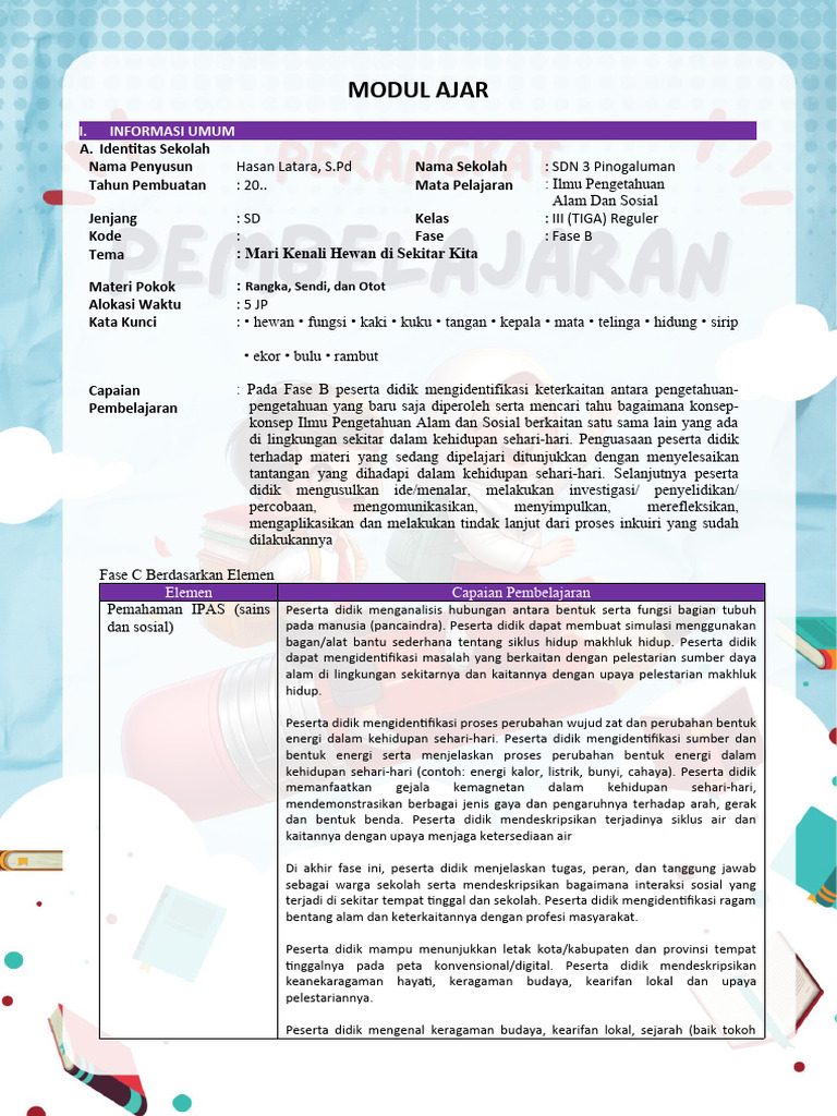 Modul Ajar Ilmu Pengetahuan Alam Dan Sosial Kelas 3 SD Kurikulum Merdeka | PDF