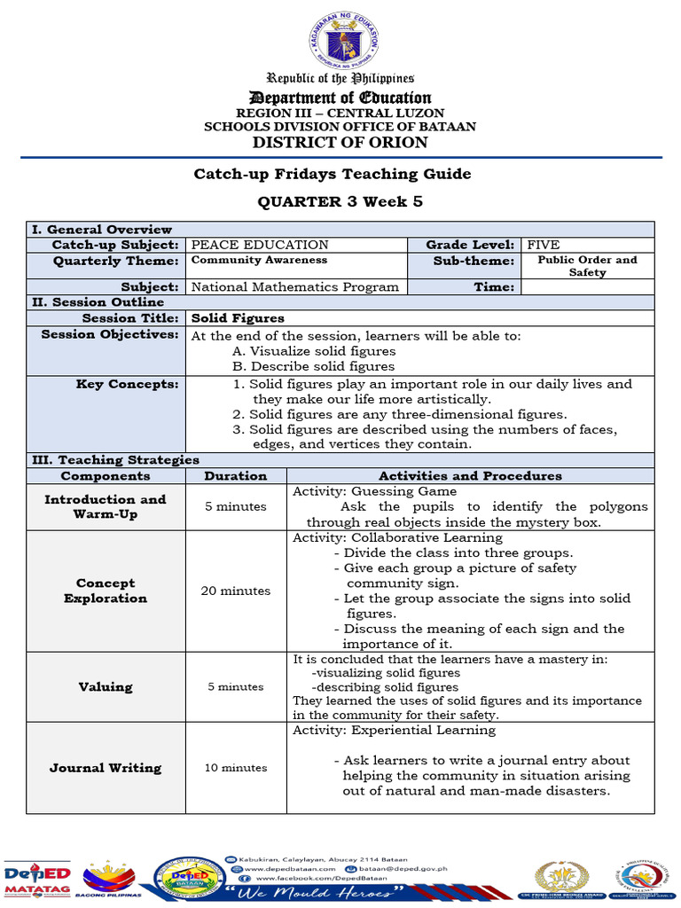 Catch-up-Friday-Teaching-Guide Mathematics V - WEEK 5 | PDF | Learning ...