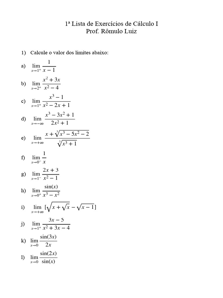 2 Lista de Exercícios de Calc1 | PDF | Terra | Gravidade