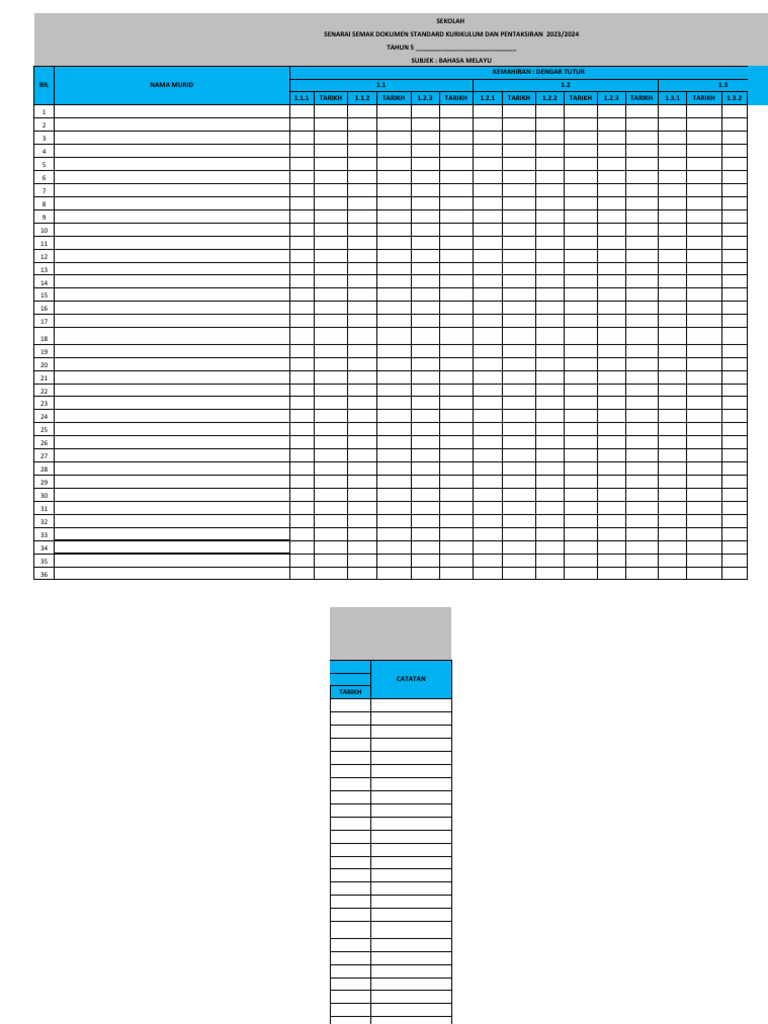 Borang Transit BM Tahun 5 | PDF