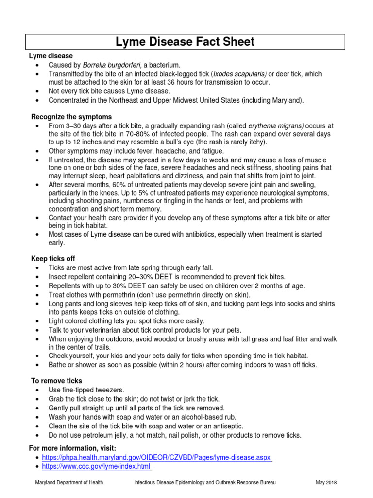 Lyme Disease Fact Sheet | PDF | Lyme Disease | Epidemiology