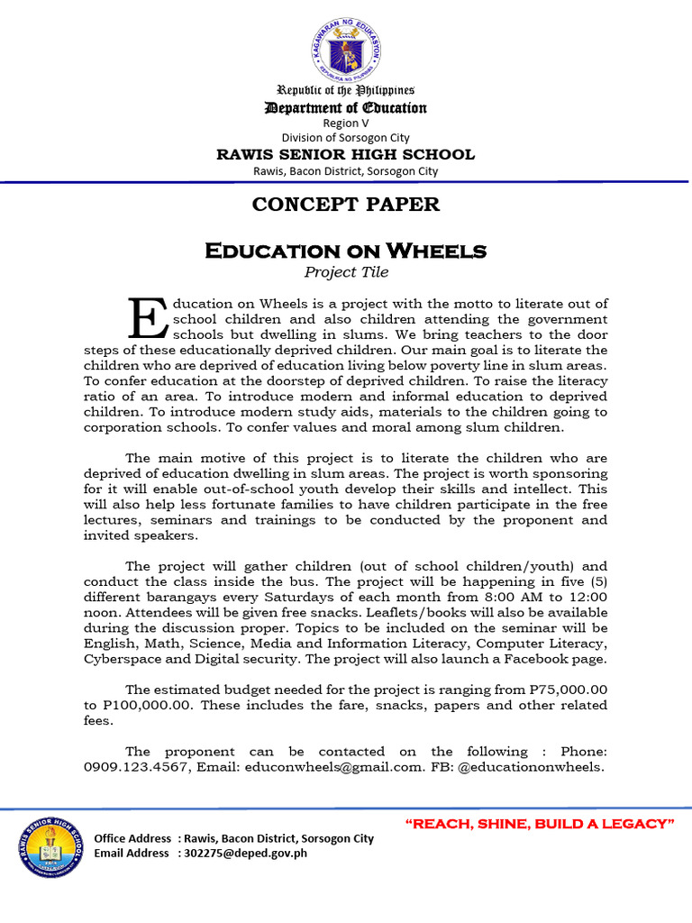 Sample Concept Paper | PDF | Literacy Sample Concept Paper | PDF | Literacy