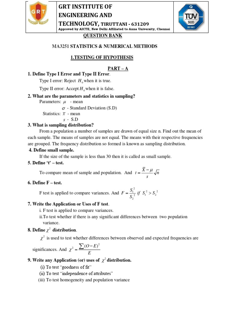 All Units 2&5marks Qu With Ans | PDF | Analysis Of Variance | Eigenvalues And Eigenvectors