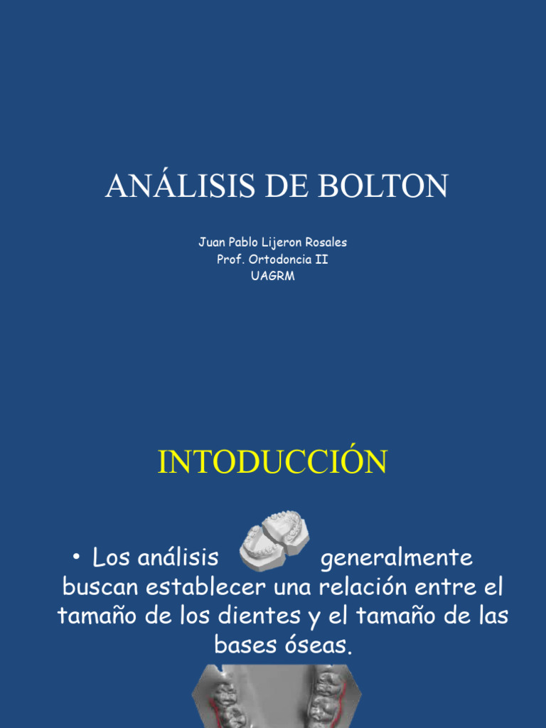 Clase 5 ANÁLISIS DE BOLTON | PDF | Ramas de Odontología | Diente