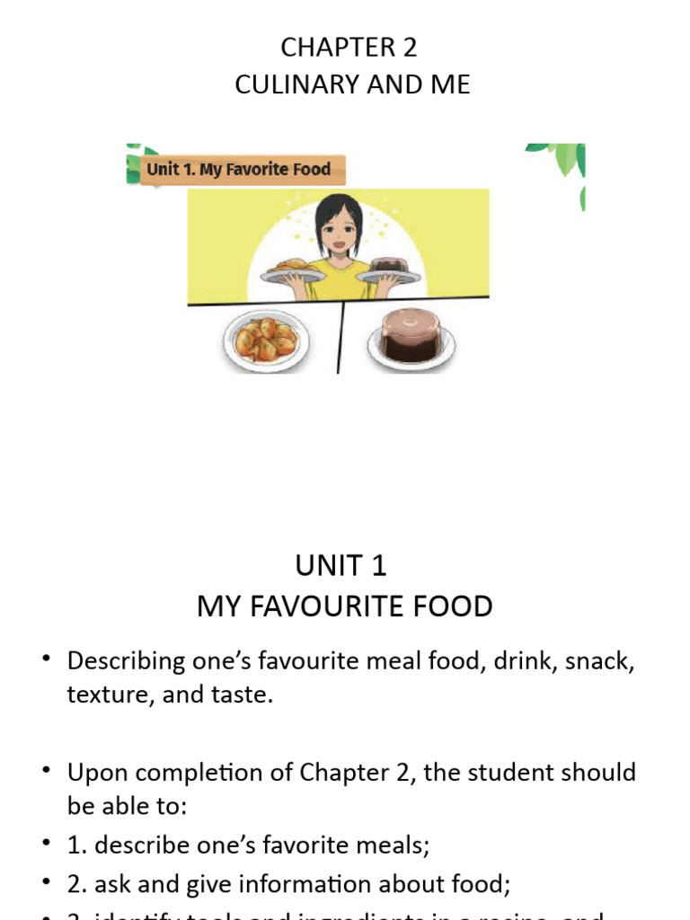 CH 2 Unit 1 My Favorite Food | PDF | Lunch | Taste