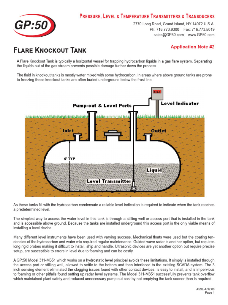 Flare Knockout Tank Level Solutions | PDF | Foam | Stainless Steel