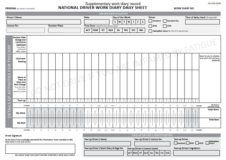 0028 Supplementary Work Diary Record | PDF | Land Transport | Road ...