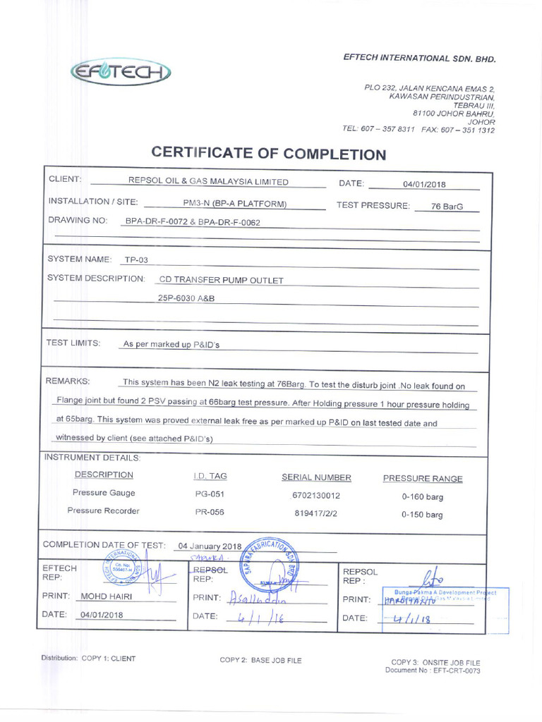 CDTP Leak Test Discharge Piping W Psvs Passing 4jan18 | PDF
