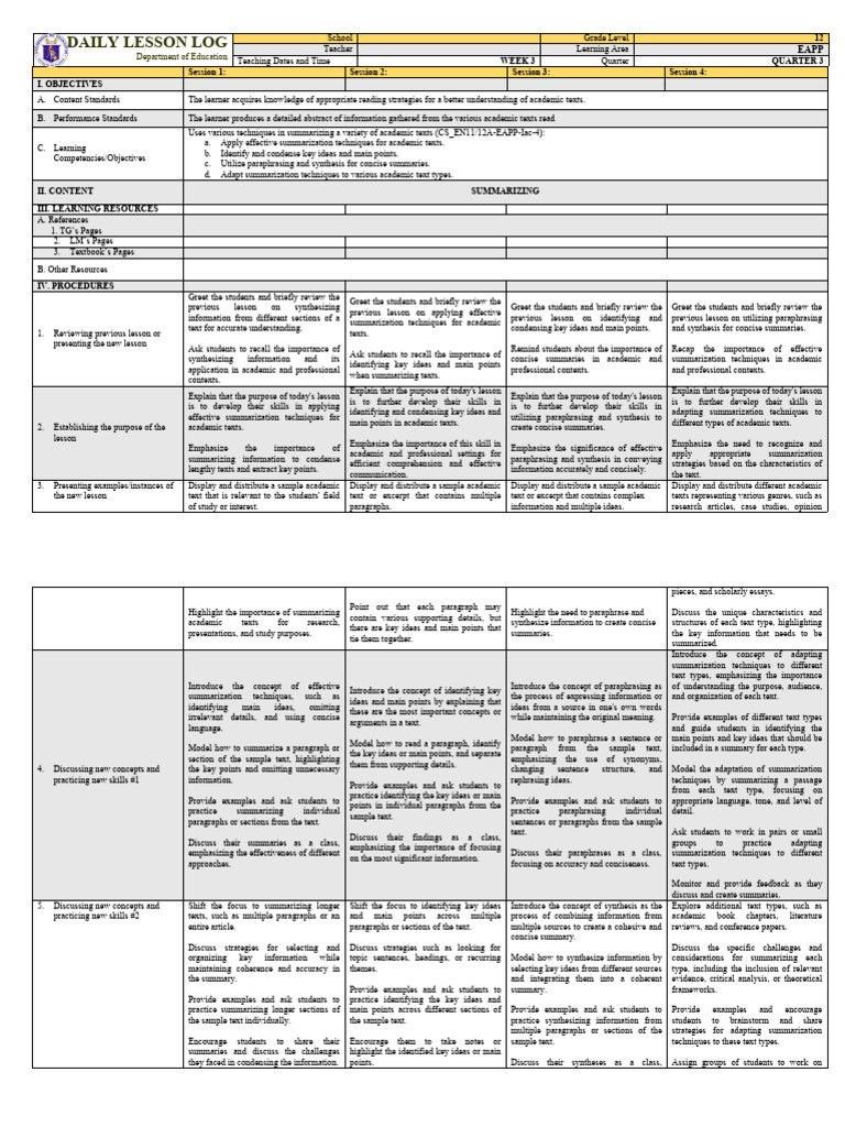 EAPP QUARTER3 WEEK3 | PDF | Reading Comprehension | Information