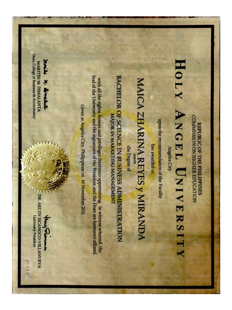 Holy Angel University Diploma | PDF