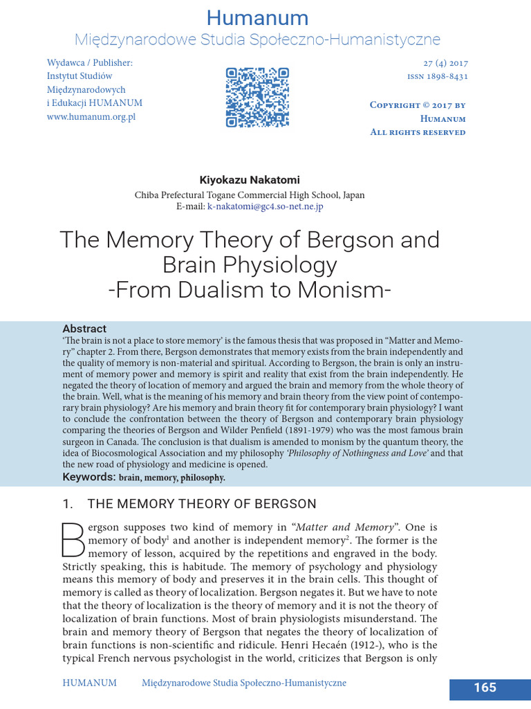 The Memory Theory of Bergson and Brain P | PDF | Memory | Universe