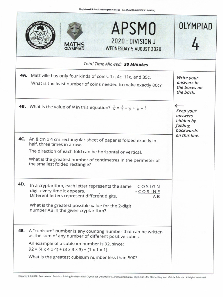 APSMO 2020 Division J | PDF