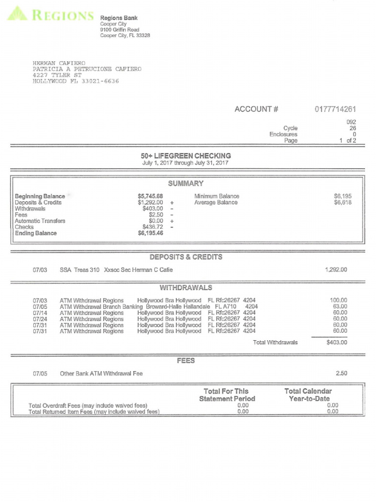 July Checking Statement | PDF